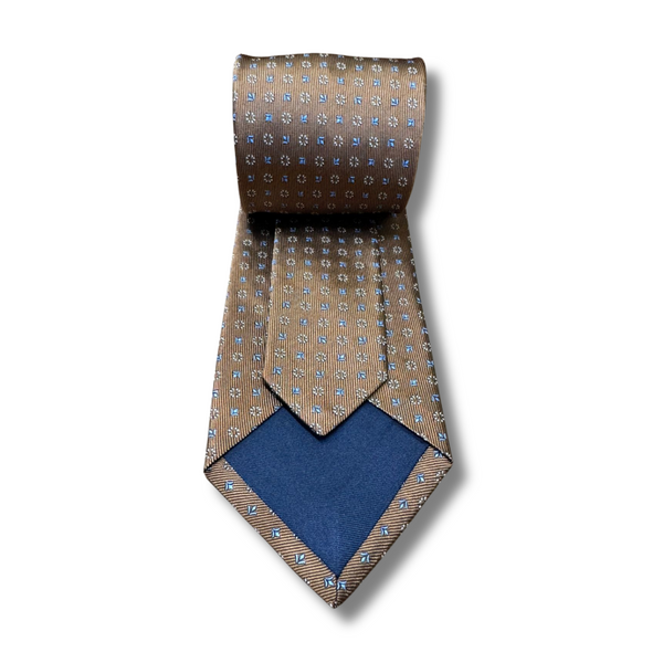 Brown Floral Woven Silk Tie Hand Finished - British Made – Barnaby ...